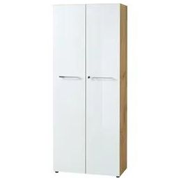 Aktenschrank Germania "GW-Monteria", weiß (navarra, eiche, nachbildung, weiß glas), B:80cm H:195,8cm T:37cm, Holzwerkstoff, Sicherheitsglas, Schränke, Türen mit Glas-Auflage, abschließbar, Breite 80 cm, Made in Germany