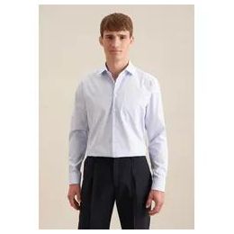 Businesshemd Seidensticker "Schwarze Rose", Herren, Gr. XXL (45), normale Ärmellängen, blau, 100% Baumwolle, gestreift, regular fit, 2-Knopf-Manschette, Hemden, Regular 1/1 Kentkragen Gestreift