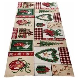 Tischläufer Dreams "Weihnachtszeit, Weihnachtsdeko, Weihnachten" Gr. 1, bunt (natur, rot, beige, grün), B:32cm L:96cm, Baumwolle, Polyester, Tischdecken, Weihnachten