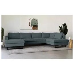 Wohnlandschaft Places of Style "Pinto, 350 cm, U-Form, XXL, mit Ottomanen", blau (azur), B:350cm H:85cm T:206cm, 92% Polyester, 8% Nylon, Sofas, Cord, Chenille, Lederoptik, mit Keder, Metallfüße, Wellenunterfederung