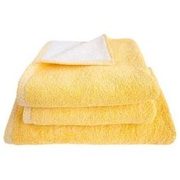 Handtuch Set Dyckhoff "Pure Natural Comb", gelb (banana), 3 Stk., Frottier, Obermaterial: 100% Baumwolle, Handtuch-Sets, 2 Handtücher (50x100cm), 1 Duschtuch (70x140cm)