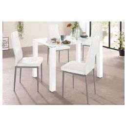 Essgruppe Inosign, weiß (weiß, weiß,), B:120cm, Sitzmöbel-Sets, mit Glastisch, Breite 120 cm