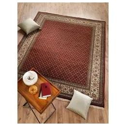 Orientteppich OCI DIE TEPPICHMARKE "Cavari Herati" Gr. 34, rot, B:60cm H:4mm L:90cm, Seide, Wolle, Teppiche, Fransenteppich, handgeknüpft, mit Fransen, Wohnzimmer, Schlafzimmer