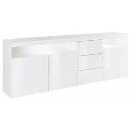 borchardt Möbel Sideboard BORCHARDT MÖBEL "Kapstadt", weiß (weiß hochglanz, weiß hochglanz), B:200cm H:72cm T:35cm, Sideboards, Breite 200 cm mit 3 Schubkästen