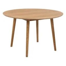Esstisch Actona GROUP "Nagano", beige (natur), B:120cm H:75cm T:120cm, Tische, Runder Esstisch, geöltem Eichenfurnier, Eiche Beinen, Ø: 120 cm