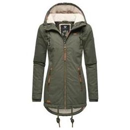 Winterjacke Ragwear "Zuzka Winter", Damen, Gr. XS (34), grün (flaschengrün), Außenmaterial: 100% Polyester, Innenfutter: 100% Polyester, Wattierung: 100% Polyester, tailliert Po-bedeckend, mit Knopf Rippstrickbündchen mit Druckknopf, Jacken, Wasserdichter Winterparka mit Teddyfleece Innenfutter, Topseller