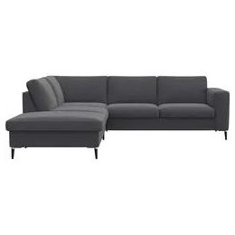 Ecksofa FLEXLUX "Fiore, bequem und komfortabel, zeitlos, OTTOs Choice, L-Form", grau (dervit grau), B:241cm H:85cm T:225cm, 100% Polyester, Sofas, breite Armlehnen, Füße Alu/schwarz, B/T 241/225 cm, Kaltschaum im Sitz