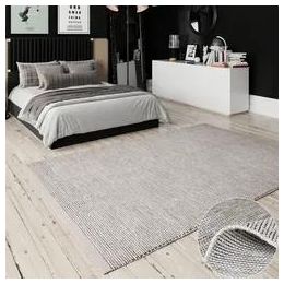 Wollteppich OTTO HOME "Odenne", beige (creme, grau), B:160cm H:10mm L:230cm, Wolle, Teppiche, handgewebter Wendeteppich, melierte Optik, reine Wolle, Wohnzimmer