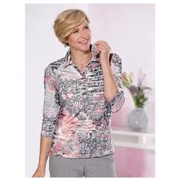 Classic Dog Poloshirt CLASSIC "Poloshirt", Damen, Gr. 46, grau (hortensie, steingrau, bedruckt), 92% Polyester, 8% Elasthan, Shirts