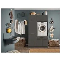 Mehrzweckschrank-Set LAUNDREEZY "LAUNDREEZY LDSK7", grau (anthrazit), B:117,5cm H:200cm T:67,5cm, Holzwerkstoff, Kastenmöbel-Sets, Breite 117,5 cm