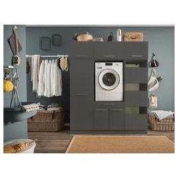 Mehrzweckschrank-Set LAUNDREEZY "LAUNDREEZY LDSK9", grau (anthrazit), B:167,5cm H:200cm T:67,5cm, Holzwerkstoff, Kastenmöbel-Sets, Breite 167,5 cm