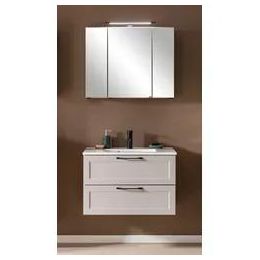 Badmöbel-Set Welltime "Lana", braun (kaschmir), B:80cm H:200cm T:47cm, MDF, Kastenmöbel-Sets, Badezimmer-Set, 2-teilig, inkl. Waschbecken, 80 cm breit