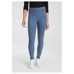 Jeansjeggings Arizona, Damen, Gr. 46, N-Gr, blau (bleached), Denim/Jeans, Obermaterial: 63% Baumwolle, 32% Polyester, 5% Elasthan, Basic, skinny fit lang, Jeans, extra-eng geschnittene Beinform, hohe Leibhöhe