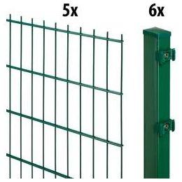 Doppelstabmattenzaun GARDEN 'N' MORE "Excellent", gr&uuml;n, H:180cm L:10cm, Kunststoff, Stahl, Zaunelemente, 5 Elemente f&uuml;r 10 m, LxH: 200 x 183 cm, mit 6 Pfosten