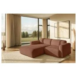 Ecksofa Andas "Myrland", rot (ginger), B:232cm H:72cm T:166cm, 100% PES, Sofas, Breite 232 cm, Chenille, Easy Clean Stoff, mit Kaltschaum