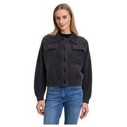 AMBER & JUNE Strickjacke AMBER & JUNE "Damen Winter-Strickjacke mit aufgesetzter Brusttasche", Damen, Gr. 42, grau (mausgrau), Obermaterial: 80% Polyamid, 13% Polyester, 7% Viskose., gerade normal, Strickjacken, Taschen