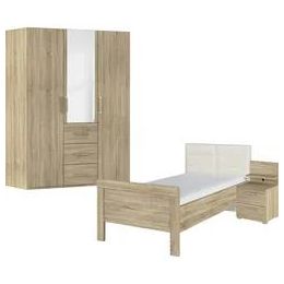 Schlafzimmer-Set Rauch "Komplettschlafzimmer Schlafzimmer EVELYN", braun (eiche sonoma), Bett 100x200cm + ohne Matratze, B/H: 100cm x 200cm, Bett 100x200cm, Holzwerkstoff, Schlafzimmermöbel-Sets, Schrank und Bett in 2 Breiten, Nachttisch mit Paneel MADE IN GERMANY