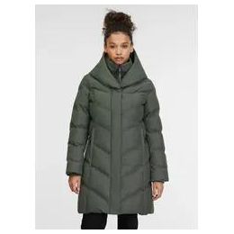 Steppjacke Ragwear "NATALKA", Damen, Gr. XXL (44), grün (schwarz olive), Web, Obermaterial: 100% Polyester, unifarben, ca. Mitte Oberschenkel, Rippstrickbündchen, Jacken, wasserabweisender Steppmantel für den Übergang und Winter