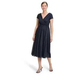Cocktailkleid Vera Mont "Damen im Glitzer-Look", Damen, Gr. 46, Normalgr&ouml;&szlig;en, blau (dunkelblau, grau), Netz, Obermaterial: 100% Polyester; Futter: 100% Polyester, ausgestellt kurz, V-Ausschnitt, Kleider, Stoff