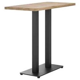 Bartisch Stolkom "Jay Eiche Massivholz geölt, Hochtisch BxHxT 120x104x60 cm", braun (eiche massiv, schwarz, eiche massiv), H:104cm, Tische, Industrial Style Eiche Massivholz geölt durchgehende Lamelle