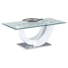 Couchtisch Stolkom "Swing Glastisch, Wohnzimmertisch mit Glas, BxHxT 120x48x60 cm", glas, weiß, edelstahl, weiß, edelstahl, glas, H:48cm, Tische, Sicherheitsglas 8mm stark, Gestell U-förmig in weiß hochglanz lackiert
