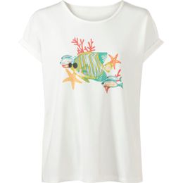 Heine Damen T-Shirt mit Pailetten ecru Gr&ouml;&szlig;e 46