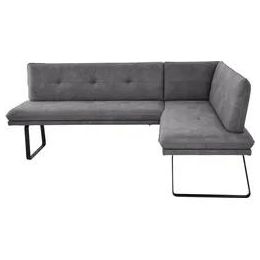 K+w Komfort & Wohnen Eckbank K+W KOMFORT & WOHNEN, grau (anthrazit), B:207cm H:87cm T:157cm, Sitzbänke, Polstereckbank in Spitzkissenoptik, Sitz und Rücken gesteppt