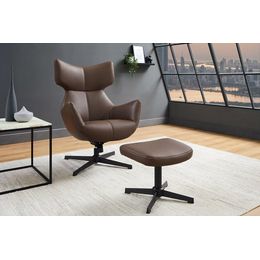 Riess Ambiente Design Hocker VOGUE 45cm brandy braun Kunstleder drehbar schwarze Metallbeine Fu&szlig;hocker Riess-Ambiente Industrie & Loft Modern