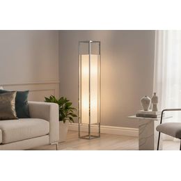 Riess Ambiente Moderne Stehlampe AGAPUNE 120cm weiß silber mit Papierschirm und Edelstahlgestell Riess-Ambiente