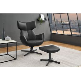 Riess Ambiente Design Hocker VOGUE 45cm schwarz Kunstleder drehbar Metallbeine Fu&szlig;hocker Riess-Ambiente Industrie & Loft Modern