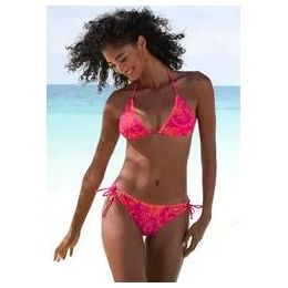 Triangel-Bikini Venice Beach "Kensi", Damen, Gr. 34, Cup A/B, bunt (orange, pink bedruckt), Xtra Life LYCRA, bedruckt, kontrastfarbene Details, Bikini-Sets, mit kontrastfarbener Häkelkante