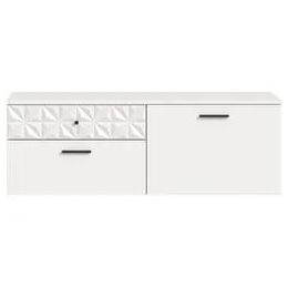 Schuhschrank Inosign "VICENZA, hängend, 2 Schubkästen, 1 Klappe, 2 Fächer, Ornamentabsetzung", weiß, B:110cm H:38cm T:35cm, FSC-zertifizierter Holzwerkstoff, MDF, Schränke, Hängeschrank, Flurschrank, Dielenschrank, Anrichte, Kommode