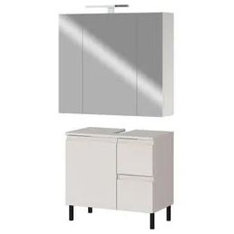 Badmöbel-Set Germania "Scantic", braun (kaschmir), B:76cm H:190cm T:34cm, Glas, MDF, Spanplatte, Kastenmöbel-Sets, mehrteiliges Set mit kleinem Waschbeckenunterschrank