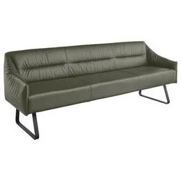Essbank Musterring "JustB SP500", grün (olive), B:232cm H:86cm T:70cm, Sitzbänke, Metallkufe schwarz, verschiedene Farben, Breite 220 oder 250 cm