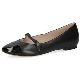 Riemchenballerina Caprice, Damen, Gr. 39, schwarz, Glattleder, Lackleder, Schuhe, Bequemschuh, Businessschuh, Flats mit Klettverschluss-Riemchen