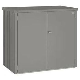 Mülltonnenbox BioHort "ALEX DUO, verschiedene Farben", grau (quarzgrau, metallic), B:147cm H:129cm T:88cm, Stahl, Aufbewahrungsboxen, 147x88x129 cm, Doppel-Mülltonnenboxaus Metall