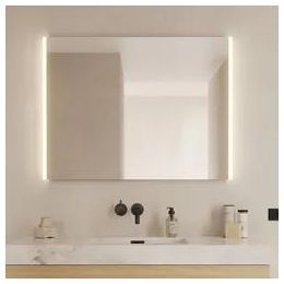 LED-Lichtspiegel Loevschall "Lago Quadratisch, Badzimmerspiegel mit LED Beleuchtung", silber (silberfarben), B:100cm H:75cm T:3,8cm, Spiegelglas, Spiegel, Verstellbarer Spiegel mit Licht, Dänisches Design