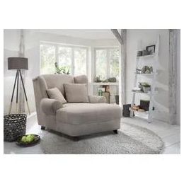 XXL-Sessel Home Affaire "Oase", grau (taupe), B:120cm H:101cm T:142cm, 100% Polyester, Sessel, mit Wellenunterfederung und 2 Zierkissen, Topseller