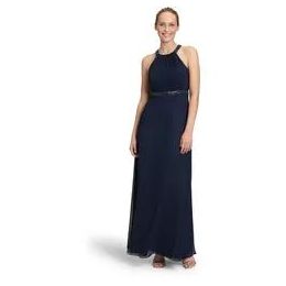 Abendkleid Vera Mont "Damen Abendkleid rückenfrei", Damen, Gr. 36, Normalgrößen, blau (night sky), Chiffon, Obermaterial: 100% Polyester. Futter: 100% Polyester., festlich, ausgestellt lang, amerikanischer Ausschnitt, Kleider, Pailletten
