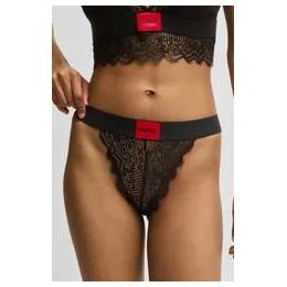 Slip HUGO UNDERWEAR "BRIEF RL LACE", Damen, Gr. L, schwarz (schwarz 001), Jersey, Obermaterial: 84% Polyamid, 16% Elasthan, unifarben, körpernah, Unterhosen, aus Stretch-Spitze, mit Logoschriftzug auf dem Bund