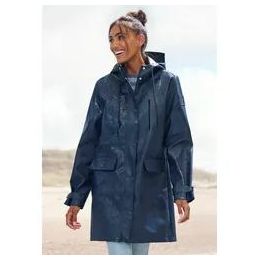 Regenjacke ELBSAND, Damen, Gr. 40, blau (marineblau), Obermaterial: 60% Polyurethan, 40% Polyester. Futter: 100% Polyester. Meshfutter: 100% Polyester, unifarben, gerade knielang, normaler Saum mit Druckknöpfen,verstellbar, Jacken, Mesh-Einsatz unter der Rückenpasse für ausreichende Belüftung