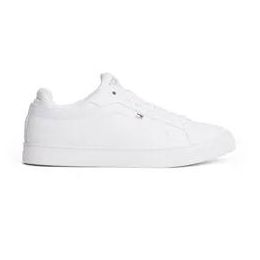 Plateausneaker Tommy Hilfiger "ICON COURT SNEAKER", Damen, Gr. 38, weiß, Nappaleder, Schuhe, Freizeitschuh, Halbschuh, Schnürschuh mit Flaggen-Logo, Topseller