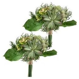 Kunstpflanze Creativ green "Sukkulenten-Bouquet", grün (grünrosa), H:24cm, Kunststoff, Kunstpflanzen, mit grünrosa Farbgebung