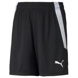 Trainingsshorts Puma "TEAMLIGA SHORTS JR", Kinder, Gr. 128, N-Gr, schwarz-weiß (Puma schwarz, Puma weiß), Interlock, Obermaterial: 100% Polyester, unifarben, regular fit kniefrei, Hosen