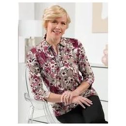 WITT Poloshirt CLASSIC "Poloshirt", Damen, Gr. 46, bunt (bordeaux, taupe, bedruckt), 95% Viskose, 5% Elasthan, geblümt, gemustert, mehrfarbig, Shirts