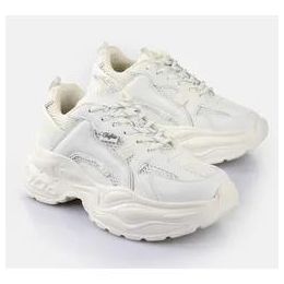 Plateausneaker Buffalo "YUNO", Damen, Gr. 41, weiß, Lederimitat, Textil, Schuhe, Chunky-Sneaker, Schnürschuh, Leichtgewicht mit Memory Foam-Innensohle