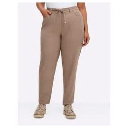 Webhose sheego, Damen, Gr. 46, Normalgrößen, schlamm, gemustert, 64% Polyester, 34% Viskose, 2% Elasthan, gemustert, kariert, mehrfarbig, Hosen