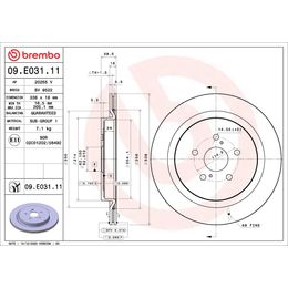 Brembo Bremsscheibe hinten rechts links innenbel&uuml;ftet 338mm f&uuml;r LEXUS 424310E060 4243148090 09.E031.11