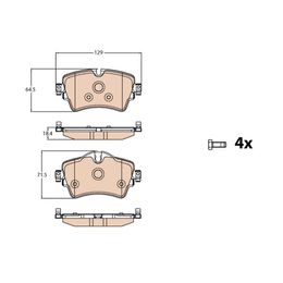 TRW Bremsbelagsatz, Scheibenbremse vorne rechts links mit Zubeh&ouml;r f&uuml;r MINI BMW 34108867484 6874034 6860017 GDB2087