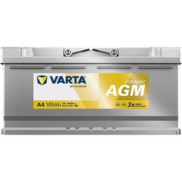 Varta Starterbatterie DYNAMIC AGM 12 V, 105 Ah, 950 A 12V 105Ah 950A für HYUNDAI VW FIAT AUDI CITROËN IVECO MERCEDES-BENZ PORSCHE VOLVO OPEL BMW NISSA